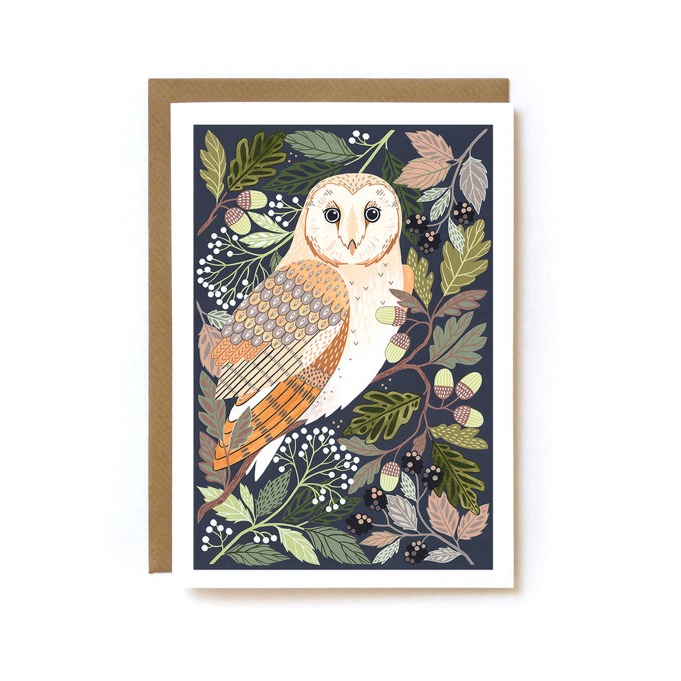 Barn Owl Greetings Card – Claire Tuxworth Art
